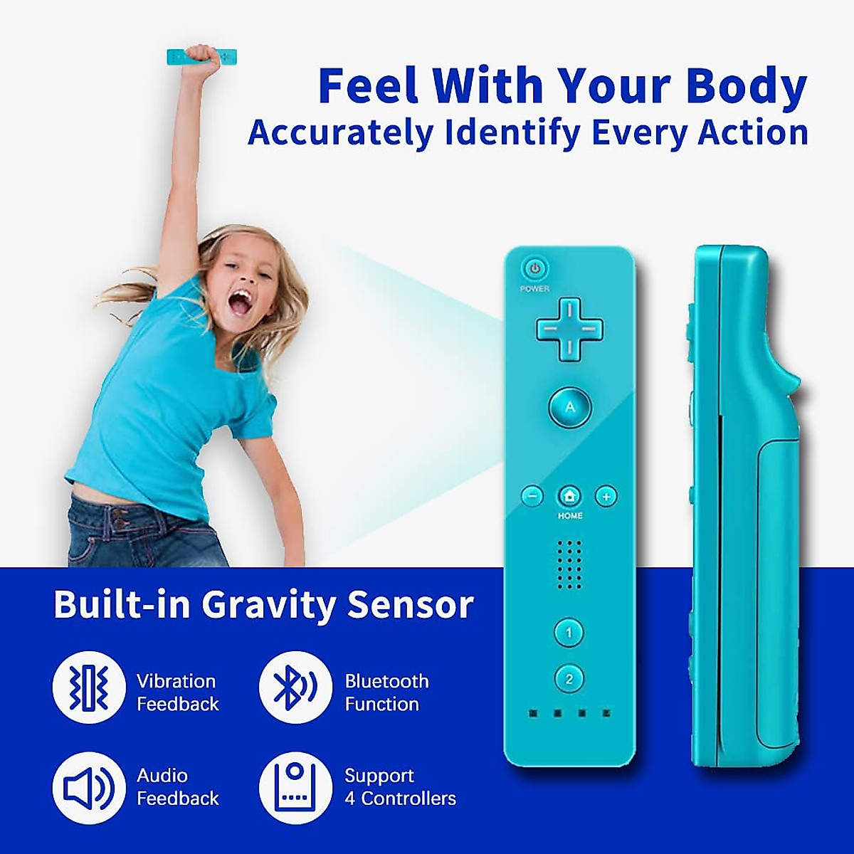 LACTIVX Wii Controller, Wii Remote Controller and Nunchuck 2 Pack Compatible with Silicon Case for Wii Wii U (Red and Deep Blue)