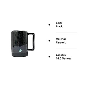 Starbucks Black Speckled Ceramic Mug w/lid Nonslip Bottom 14oz