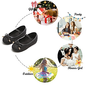 Felix & Flora Toddler Flower Girl Dress Shoes Size 5 - Girl Ballet Mary Jane Flats Black Party School Wedding