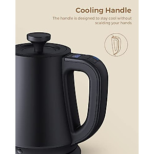 Electric Gooseneck Kettle with Variable Temperature Control,Tea Kettle & Pour Over Coffee Kettle,100% Stainless Steel Inner Lid & Bottom,Quick Heating, Auto Shutoff Anti-dry Protection,1000W-1 L