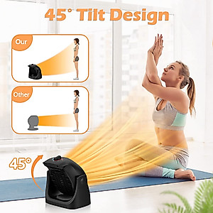 LifePlus 2 in 1 Heater Fan Combo, Portable Cooling Desk Fan, Air Circulator Fan 45° Tilt, 2 Wind Speeds, 1500W Overheat Protection Personal Small Floor for Home Office Black