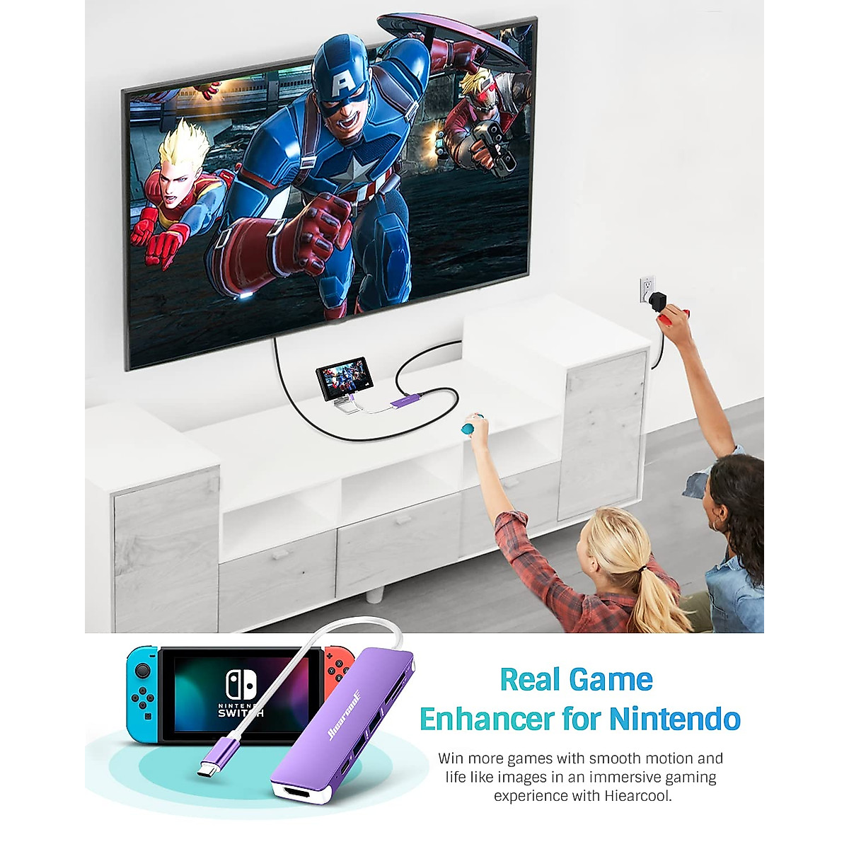 Hiearcool 7IN1 USB C Adapter, USB C Hub-(Midnight Blue and Purple)