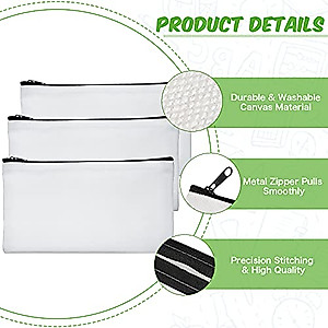 Sublimation Blank Canvas Zipper Pouch Canvas Pencil Pen Case Bag Double-Side Sublimation Blank Makeup Bags DIY Craft Blank Makeup Bags with Zipper for Painting DIY Craft (24 Pieces)