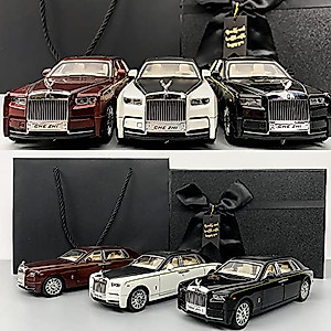 EROCK Exquisite car Model 1/24 Rolls-Royce Phantom Model Car,Zinc Alloy Pull Back Toy car with Sound and Light for Kids Boy Girl Gift. (White)