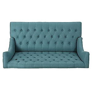 Christopher Knight Home Leora Traditional Tufted Velvet Wingback Loveseat, Dark Teal / Dark Brown