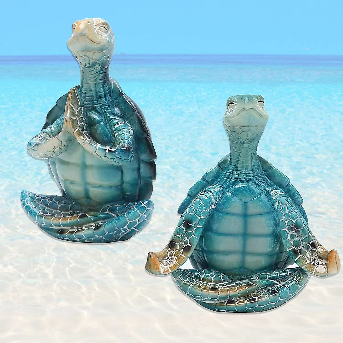 LUIFEL Yoga Turtle, 2 PCS Meditation Yoga Turtle Decor, Sea Turtle Yoga Figurines Decorations for Collection, Yoga Turtle Figurine for Spiritual Garden Home Decor, Gift for Mom, Dad, Friends...