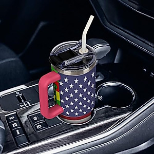 U.S.A Tribal Kanaka Maoli Flag 40oz Water Bottle Double Wall Insulated Tumbler with Handle Leakproof Travel Mug Light Rose Red-style