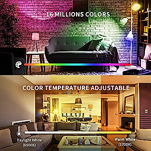 YEELIGHT Alexa Light Bulb, Smart Light Bulbs, Smart Bulbs That Work with Alexa & Google Home, Razer Chroma, A19 RGBW LED WiFi Light Bulbs No Hub Required, 60W Equivalent 900LM CRI>80 2 Pack