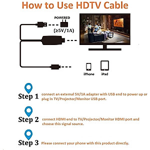 [Apple MFi Certified] Lightning to HDMI Cable Adapter Compatible with iPhone, 1080P Digital Sync Screen Audio&Video Adapter with Charge Port Connector to HD TV/Projector/Monitor Support OS