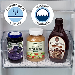 Envision Home Fridge Bin & Shelf Liners, 12 Inch x 24 Inch, Slate Leaf Print, 6 Pack