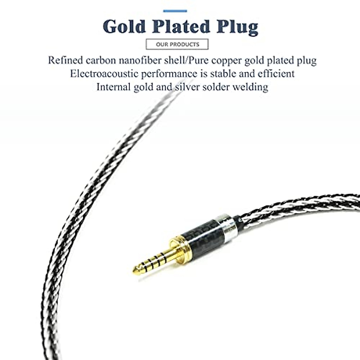 GUCraftsman 16 Strands 7N Single Crystal Copper/Silver Mixed Headphones Replacement Cables 4Pin XLR/2.5mm/4.4mm Balance for Focal Utopia (4.4mm Plug)