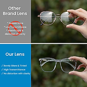 GUDVUE Oversized Blue Light Glasses, Computer Reading/Gaming/Phones Glasses, Anti Glare/UV400/Eye Strain, Large Square Frame, Clear