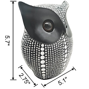 HOWFIELD Resin Owl Statue Home Decor - Black Owl Sculpture, Bird Statue, Small Accents for Bedroom, Office, Garden, Bookshelf, TV Stand Figurines(Black)