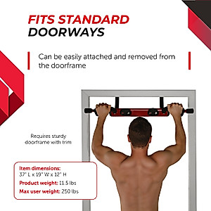 Stamina X Boulder Doorway Trainer - Pull Up Bar for Doorway - Grip Strength for Doorway with Smart Workout App - Fitness Trainer Boulder Fit Door Gym - Up to 250 lbs Weight Capacity