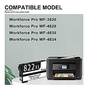 CHUIM Remanufactured Ink Cartridge Replacement for 822XL 822 XL T822XL to User with Workforce Pro WF-4830 WF-3820 WF-4834 WF-4820 Printer (1Black)