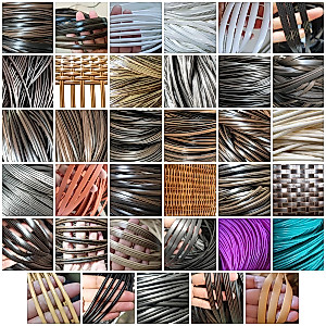 Queenbox 7x1.2mm 196 ft Flat Plastic Rattan, Round Synthetic Wicker Replacement Material for Basket Chair Sofa Table Furniture, 28