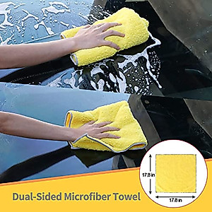 KeFanta 60" Brush with Long Handle Wash Mop Washing Mitt Sponge Squeegee Microfiber Towels Accessories Kit for floor Boat cleaning