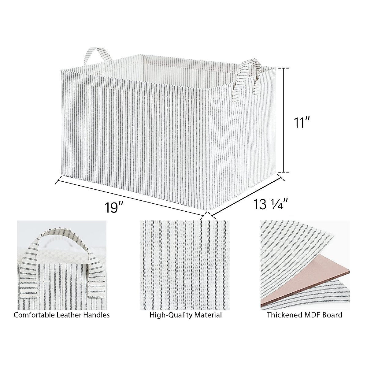 StorageWorks 45L Extra Large Fabric Storage Bins with Decorative Storage Boxes with Lids and Soft Rope Handles