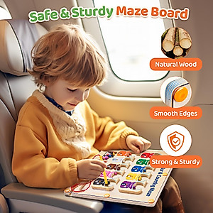 JoyCat Magnetic Color & Number Maze - Montessori Wooden Color Matching Learning Counting Puzzle Board - Toddler Fine Motor Skills Toys for Boys Girls 3 4 5 Years Old