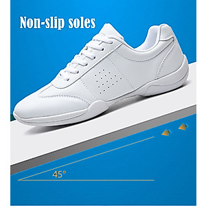 kkdom Adult & Youth White Cheerleading Shoe Athletic Dance Shoes Tennis Sneakers Sport Training Cheer Shoes White US Size 4.5/EU Size 35