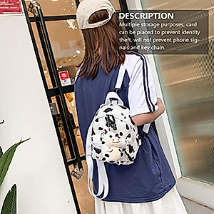 Abaodam Backpack Mini Cow Print Canvas White Cows Baby Bag Women- Canvas Shoulder Pouch Creative Fanny Pack Fashion Backpack for Woman Girl Lady