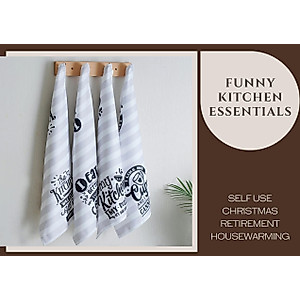 InnoBeta Funny Kitchen Dish Towels Set of 4, Decorative Microfiber Tea Towels 16 x 23.6 in Kitchen Essentials, Fun Hand Towels with Funny Sayings, Housewarming Kitchen Gifts for Women - Quotes