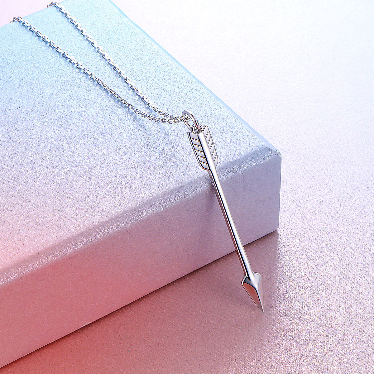 DAOCHONG S925 Sterling Silver Mens Womens Bow Arrow Couple Lovers Pendant Bff Friendship Best Friend Necklace Matching Valentine Day Gift for Women Her