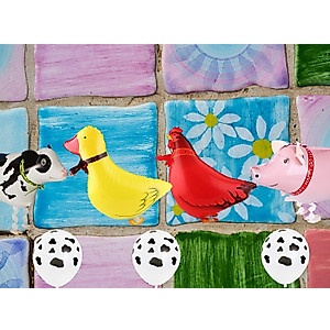 InBy 43pcs Farm Animal Balloon Decoration Cow Chicken Duck Pig Walking Balloon for Baby Shower Farm Theme Birthday Party Decorations Suppllies Cow Donkey Pig Head Mylar Balloon Barn Animal Balloons