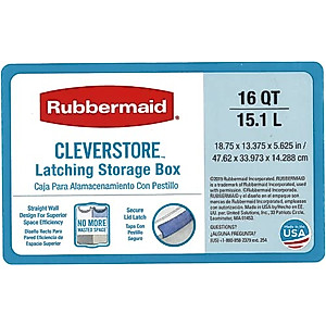 Rubbermaid Cleverstore Clear 16 Qt/4 Gal, Pack of 6 Stackable Plastic Storage Containers with Durable Latching Clear Lids, Visible Organization, Great for Classroom, Underbed, and Kitchen Storage