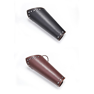 Thajaling 2 Pieces Faux Leather Arm Guards, Viking Gauntlet Wristband, Medieval Archery Bracers, Vintage Cowhide Cuff Wristband, Personalized Bracers for Men (Brown)