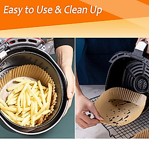 100 PCS Disposable Paper Liner for Air Fryer, Disposable Parchment Liners, Round Baking Paper-Liners for Baking Roasting Microwave (Nature)
