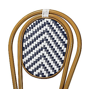 Baxton Studio Alaire Outdoor Dining, White/Blue/Brown