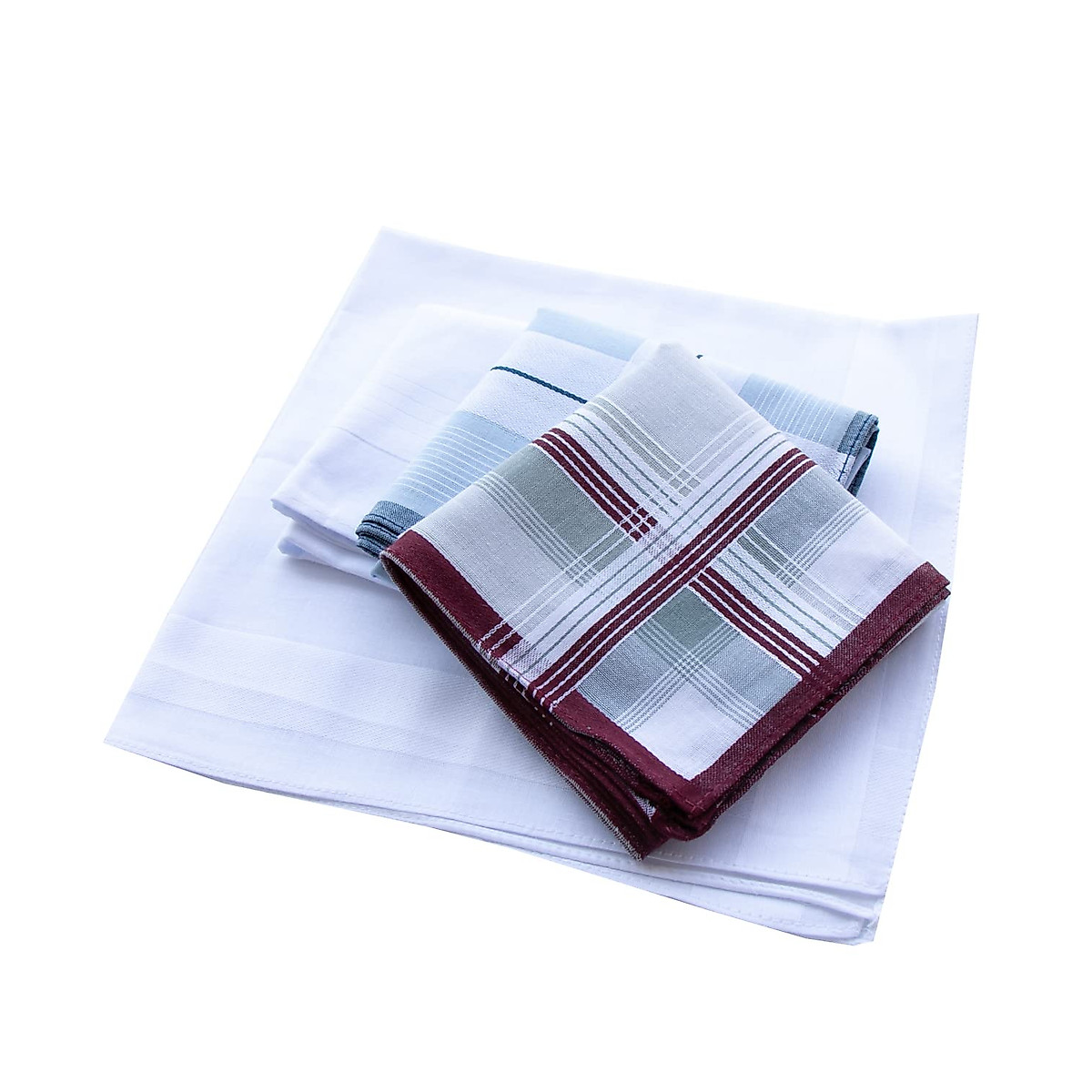 Mens Cotton Handkerchiefs Checkered Pattern Handkerchief Plaid Pocket Square Hankies Assorted 3PCS