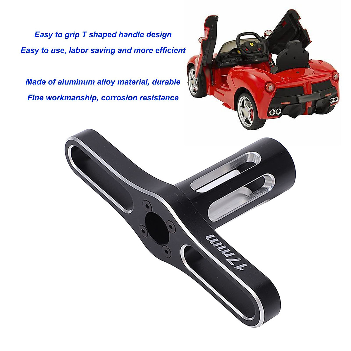 Dilwe RC Hex Nuts Sleeve Wrench, Aluminum Alloy 17mm Hex Sleeve Wrench for 1/8 1/10 RC Off Road Car Wheel RC Accessories