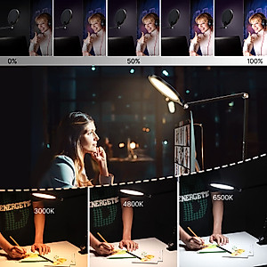 Desk LED Light for Zoom Video - ULANZI Edge-Lit Desk Lamp with Clamp I15W I 3000-6500K I Flexible Arm I Soft on Eyes I Computer Zoom Meeting Light Stream Key Light Phone Clip on Right Light