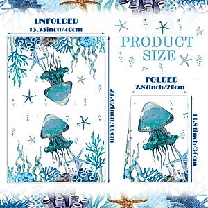 6 Pcs Beach Kitchen Towels Ocean Animal Bathroom Dish Towel Set Nautical Themed Hand Towels Summer Sea Soft Tea Towel Absorbent Dish Cloths for Kitchen Decorative Home, 15.7 x 23.6 Inch (Cute Style)