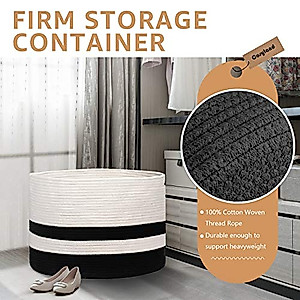 COSYLAND Extra Large Woven Storage Laundry Basket 22.1x22.1x14.2 inches Cotton Rope Organizer for Blanket Toys Towels Baby Nursery Hamper Bin with Handle