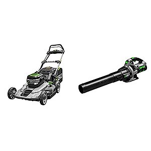 EGO Power+ LM2101 21-Inch 56-Volt Lithium-ion Cordless Lawn Mower 5.0Ah Battery and Rapid Charger Included & LB5302 3-Speed Turbo 56-Volt 530 CFM Cordless Leaf Blower 2.5Ah Battery, Charger Included