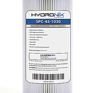 SPC-45-1030 R30-BB & RS6 Compatible Sediment Pleated Water Filter Washable Reusable 4.5 x 10-30 Micron (6 Pack)