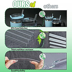 8Pcs Stanley Straws Replacement, 8Pcs Stanley Cup Straws with 2 Cleaning Brushes, Reusable Straws Compatible with Stanley 14/20/30/40 Oz Cup, Plastic Clear Straw Stanley Cup Accessories