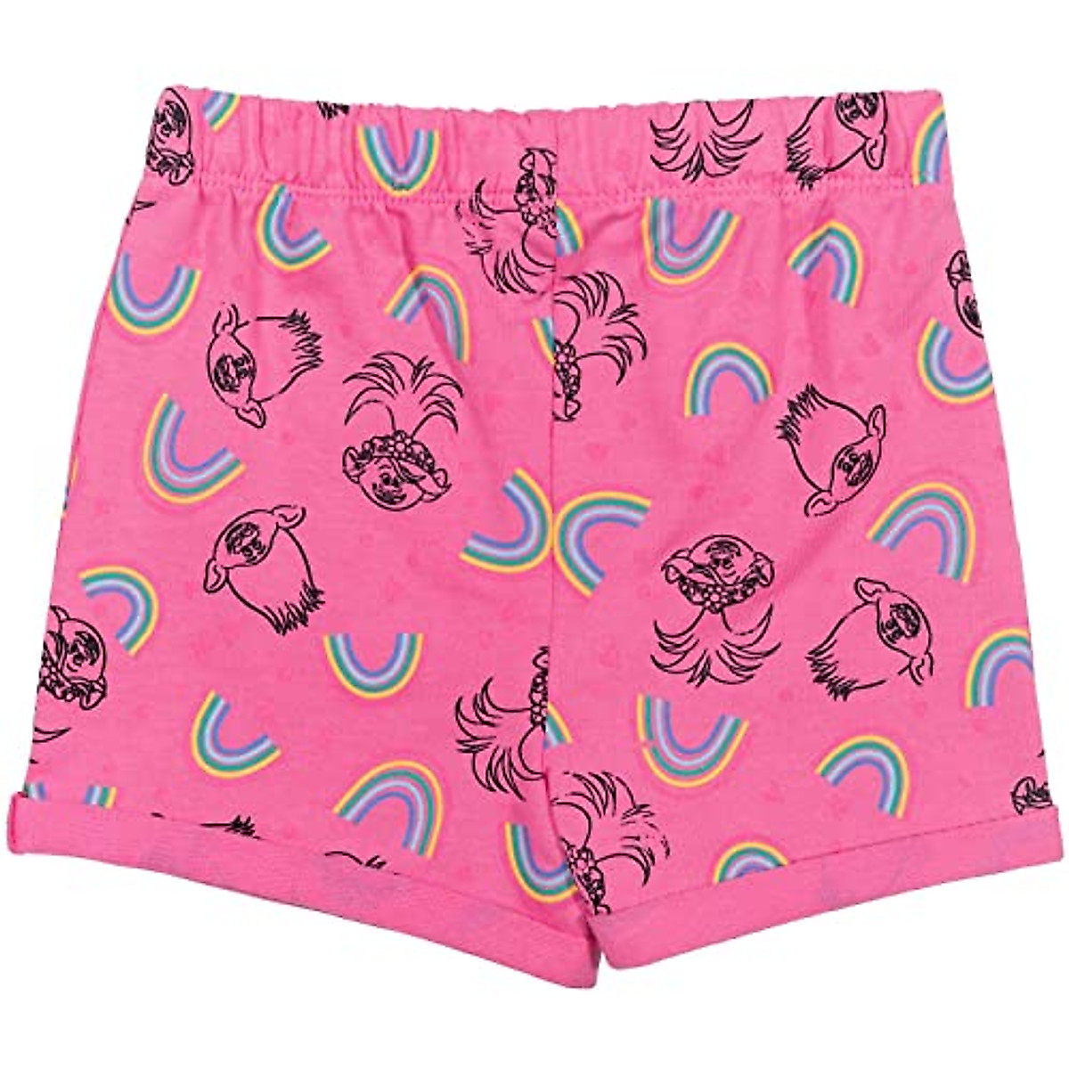 DreamWorks Trolls Poppy Toddler Girls Short Sleeve T-Shirt French Terry Shorts Set White/Pink 3T