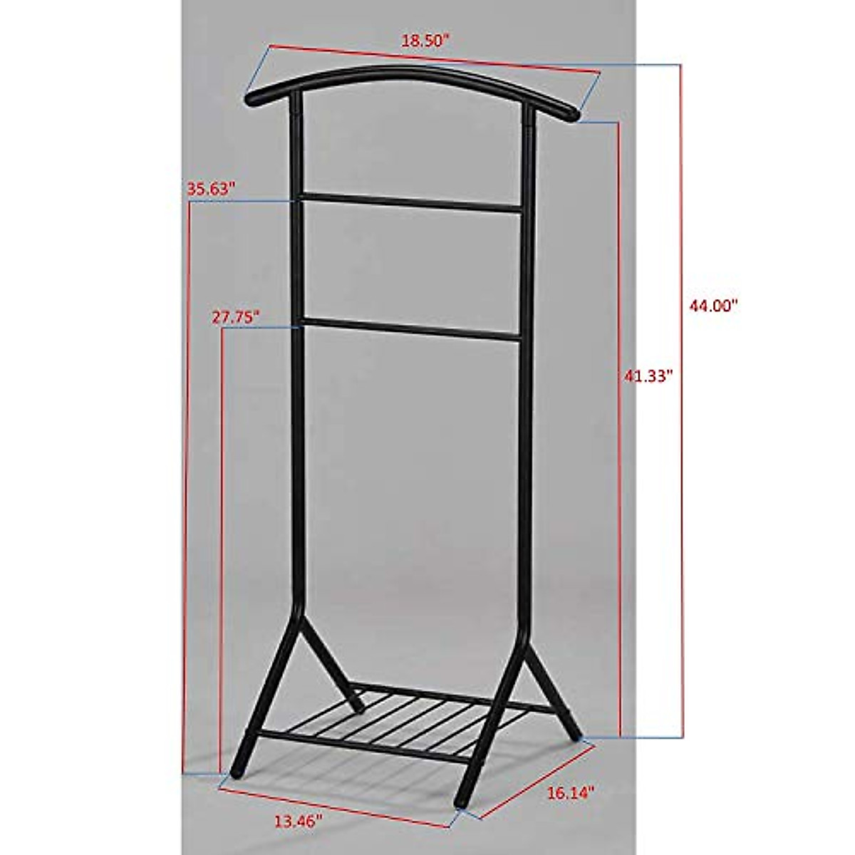 KB Designs - Suit & Tie Freestanding Valet Stand Clothing Organizer Rack, Black
