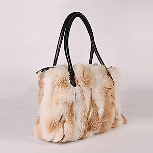 URSFUR Winter Shoulder Bag Women Real Rabbit Fur Handbag Wristlet Clutch Purse