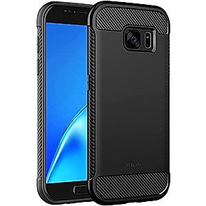 JETech Slim Fit Case for Samsung Galaxy S7 5.1-Inch, Thin Phone Cover with Shock-Absorption and Carbon Fiber Design (Black)