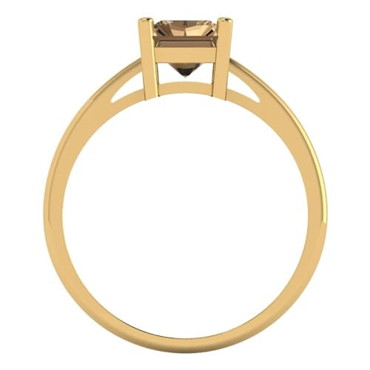 Clara Pucci 2.0ct Emerald Cut Solitaire Champagne Simulated Diamond 4 Prong Engagement Bridal Anniversary Ring 18K Yellow Gold 7.75