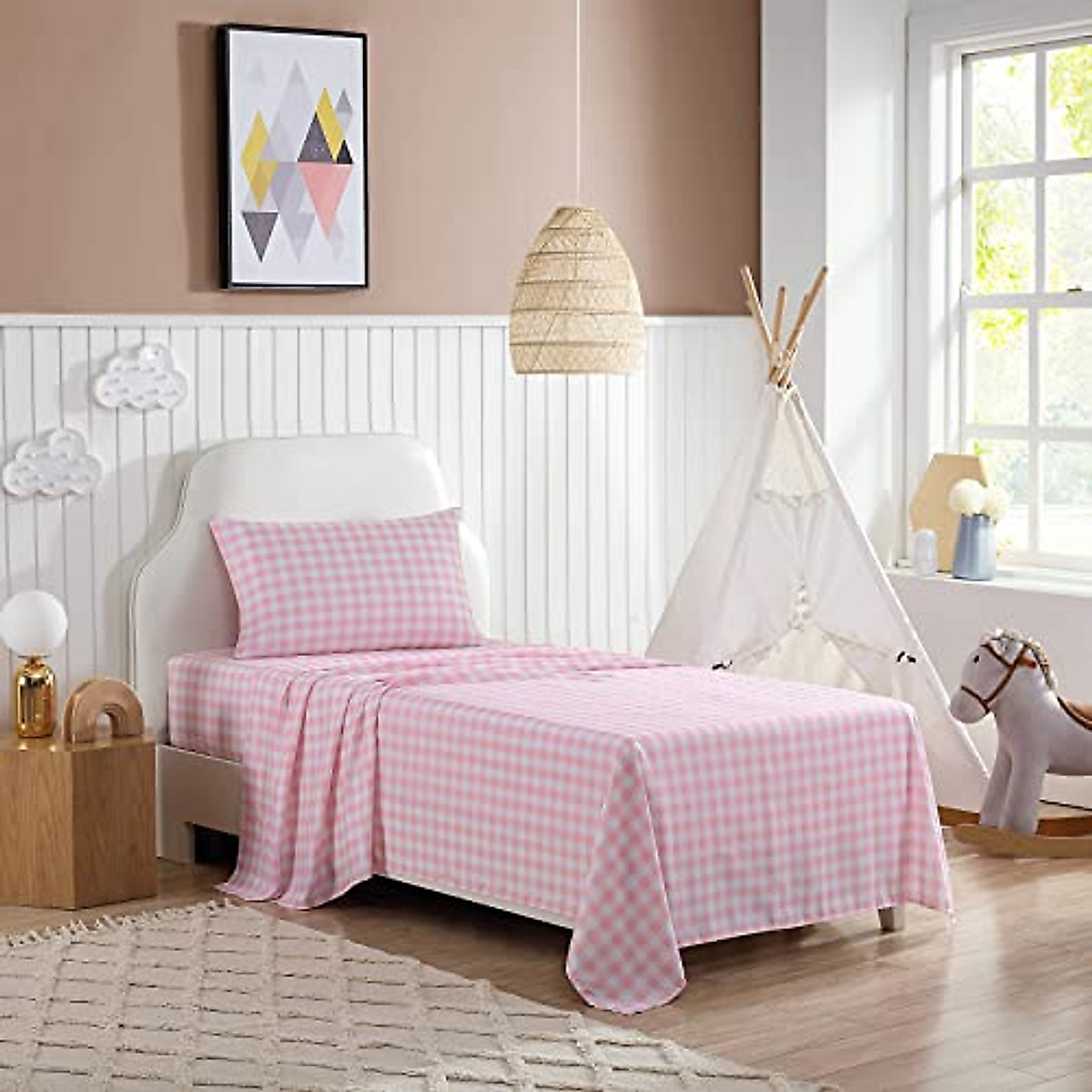 Eddie Bauer Kids - Twin Sheets, Stain Resistant Kids Bedding, Ideal for Toddler Bedding Set (Poppy Plaid Pink, Twin)