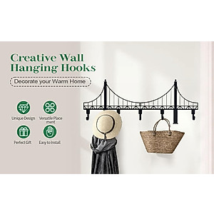 ThreeIslandsArt Manhattan Metal Bridge Key Holder for Wall, Metal Key Rack Organizer with 5 Hooks Rustic Decor for Entryway, Kitchen, Apartment, Bedroom, Hallway, New York City Souvenirs