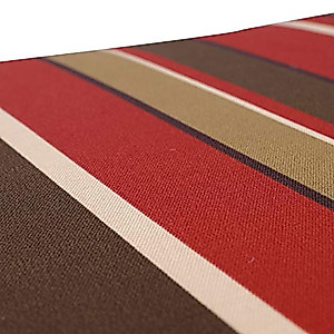 Pillow Perfect Reversible Floral Stripe Indoor/Outdoor Solid Back 1 Piece Square Corner Chair Cushion with Ties, Deep Seat, Weather, and Fade Resistant, 36.5" x 18", Brown/Red Monserrat, 1 Count