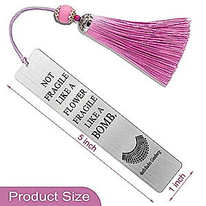 YUWANTR Not Fragile Like A Flower Fragile Like A Bomb Metal Bookmark Book Lover Gifts for Women Teens Students Friends Bookworm Readers RGB Inspirational Bookmark