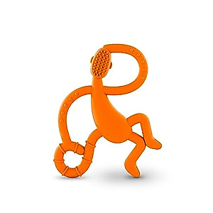 Matchstick Monkey Dancing Monkey Teething Toy for Babies & Toddlers, BPA-Free Food Grade Silicone, Easy to Hold, Stimulates and Massages Sore Gums, Orange